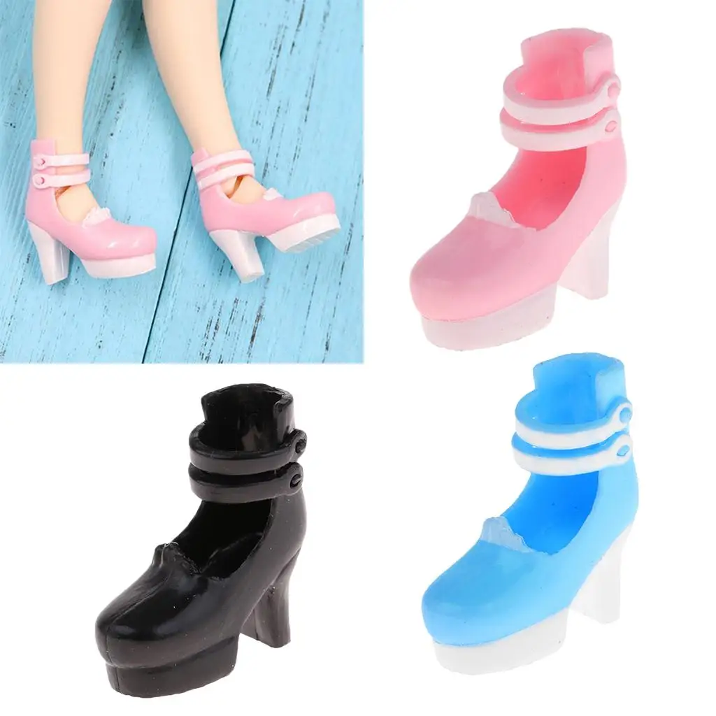 1-6-BJD-Girl-Dolls-Shoes-PU-Leather-Block-High-Heels-for-DOD-for-Blythe ...