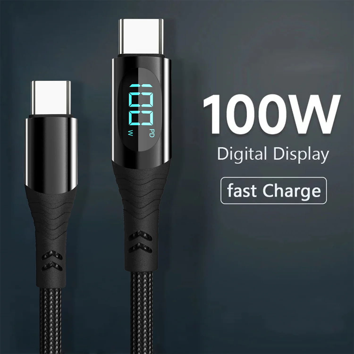 7A 100W Cable Digital Display PD Fast Charging USB Type C to Type C ...