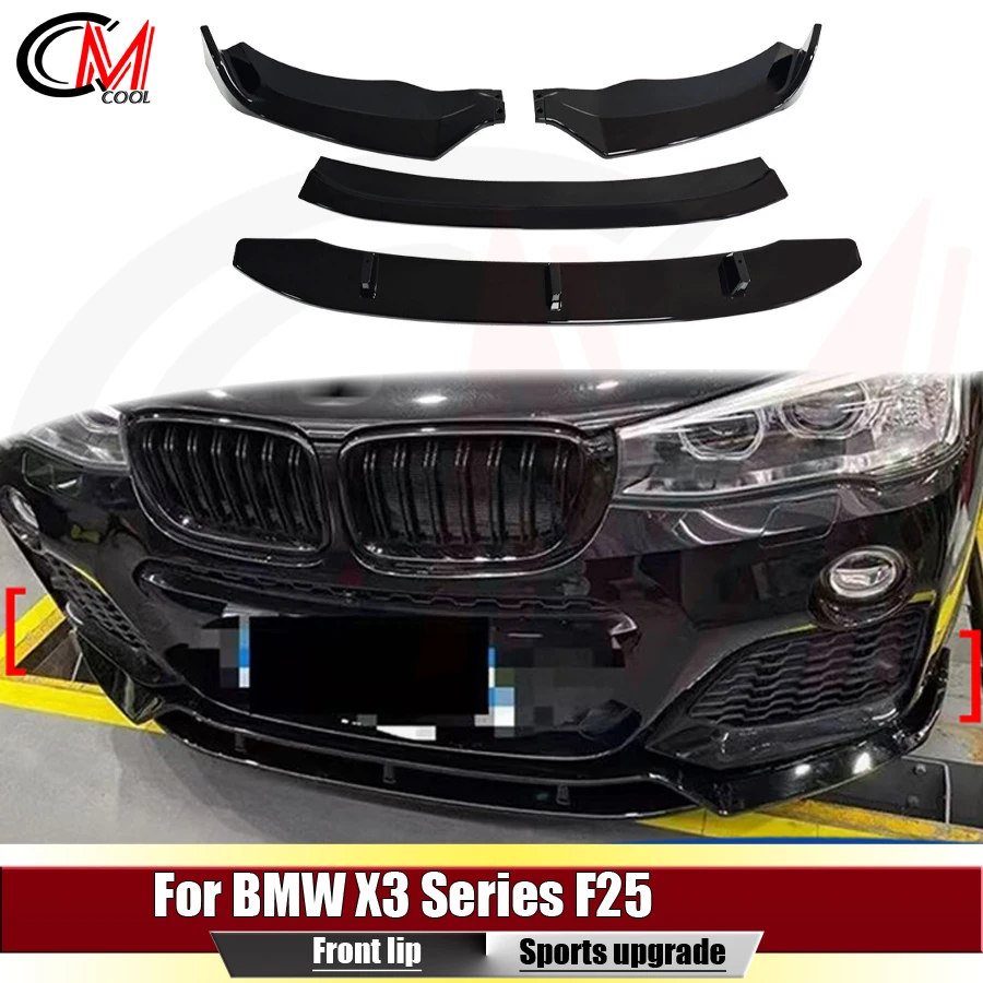 For BMW X3 Series F25 2014-2018 M sports version bright black front lip ...