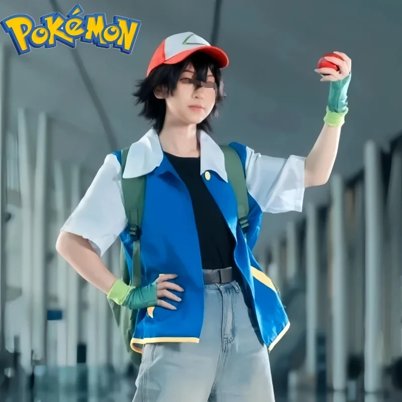 Anime Blue Jacket Pokemon Men Cosplay Costume Boys Ash Ketchum For ...