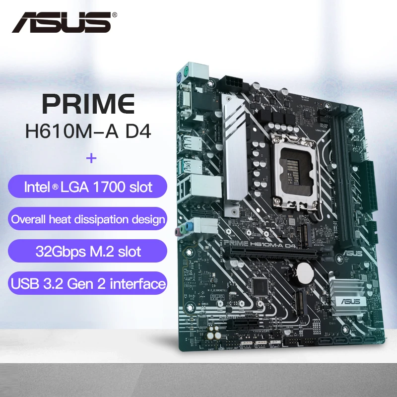 Intel®H610m a d4 (lga 1700) asus prime mic atx placa mãe com ddr4, pcie 4.0, duplo slot m.2 aura ...