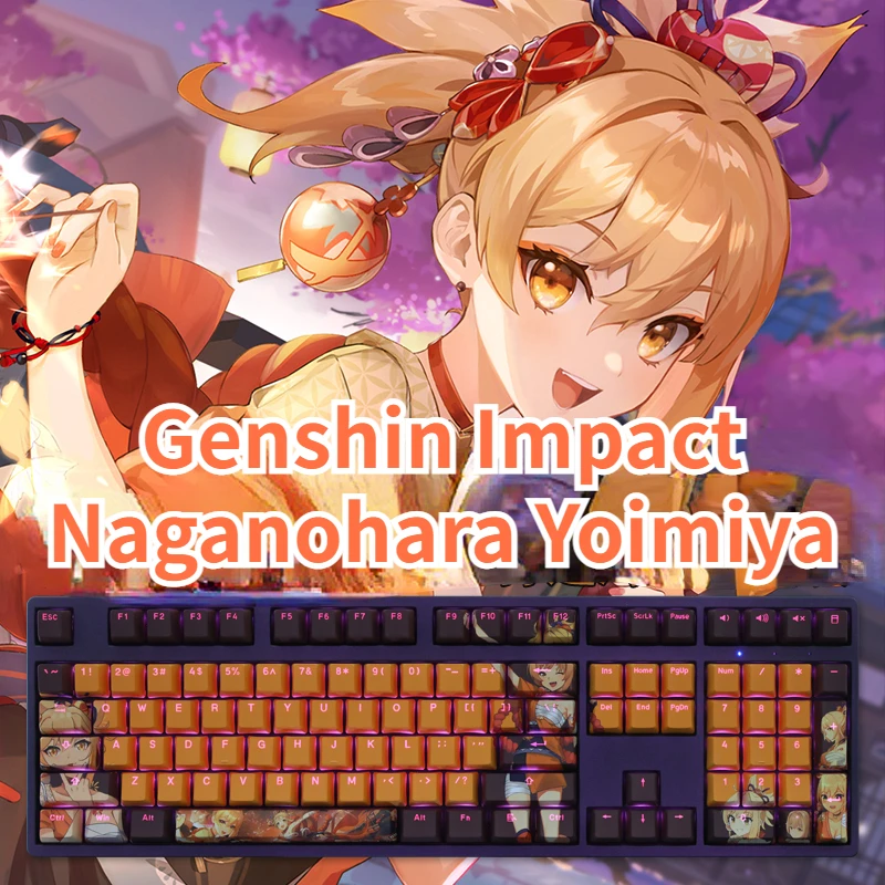 108-keys-Genshin-Impact-Naganohara-Yoimiya-Game-Theme-RBG-Translucent-Color-PBT-Keycaps-Cherry ...