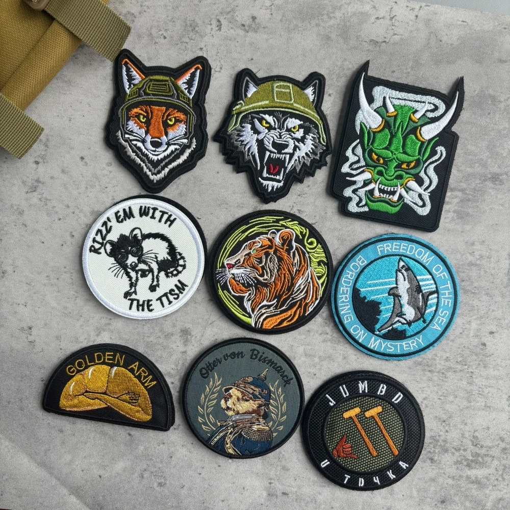 Beaverl Fox Tactical Patch Funny Animal Hook&Loop Wolf Embroidery ...