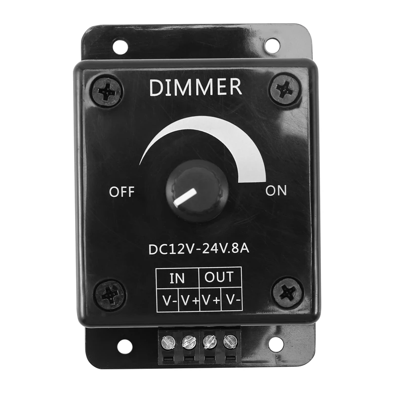 Black-LED-Dimmer-Switch-DC-12V-24V-8A-Adjustable-Brightness-Lamp-Bulb ...