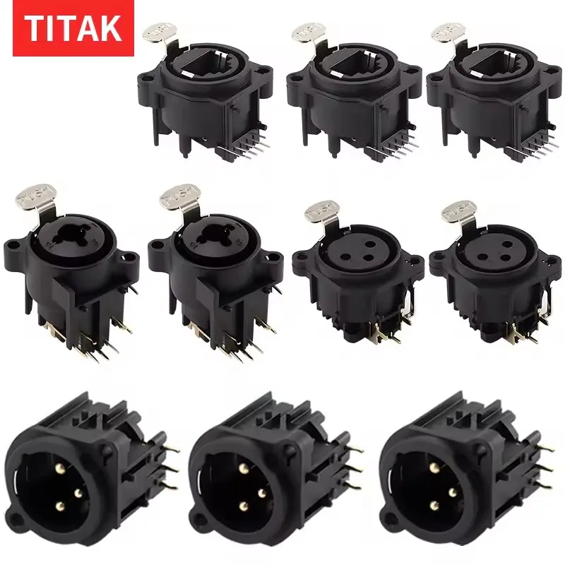 10 pcs XLR 3 Pin Male Plug + Female Socket Connector Square Shape PCB ...