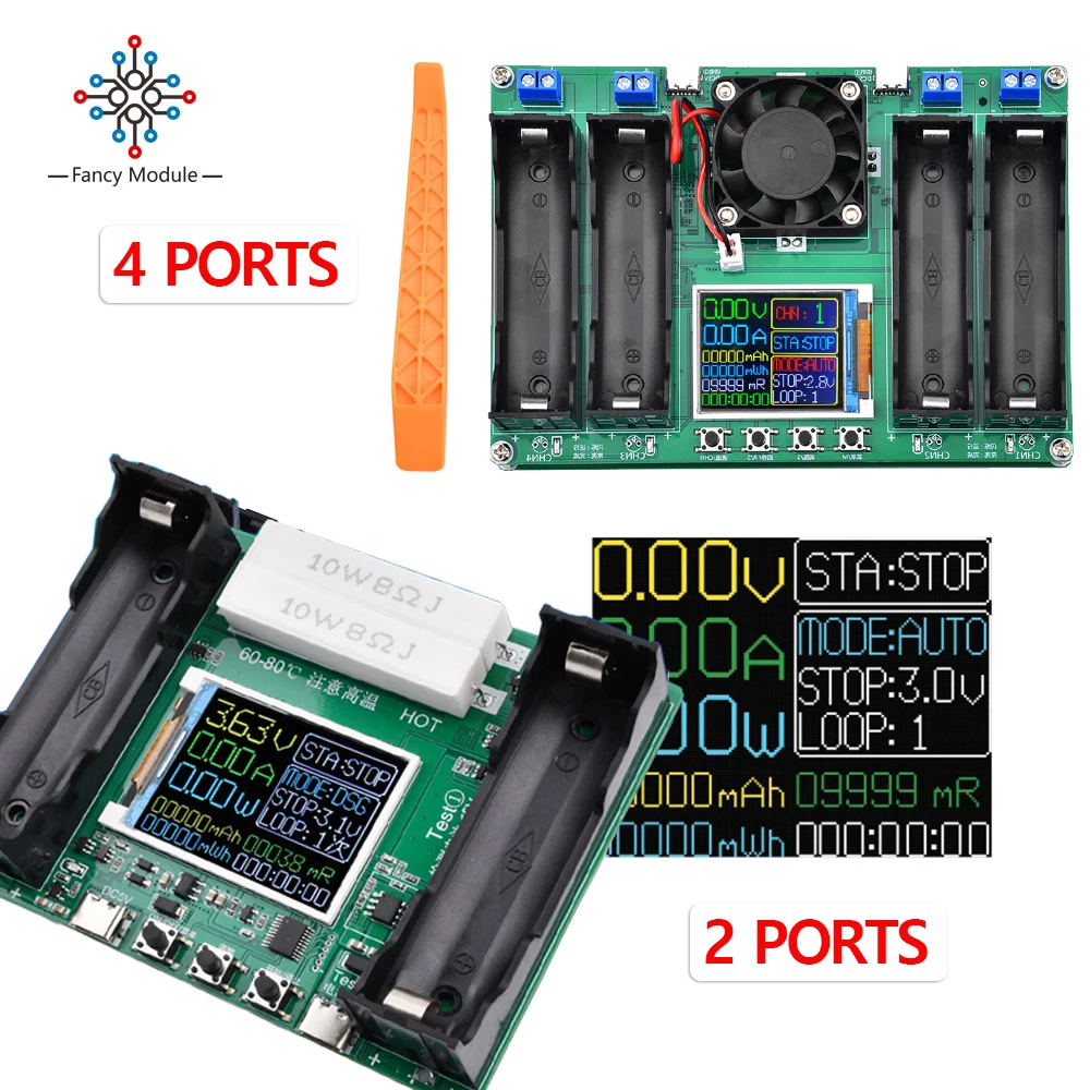2/4 Ports 18650 Battery Capacity Type C Tester Module MAh MWh Digital ...