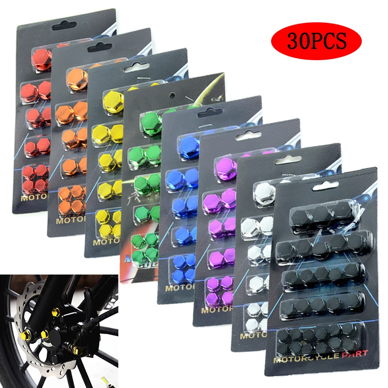 30Pcs/set Colorful Motorcycle Nut Cover Screw Cap Decoration Moto ...