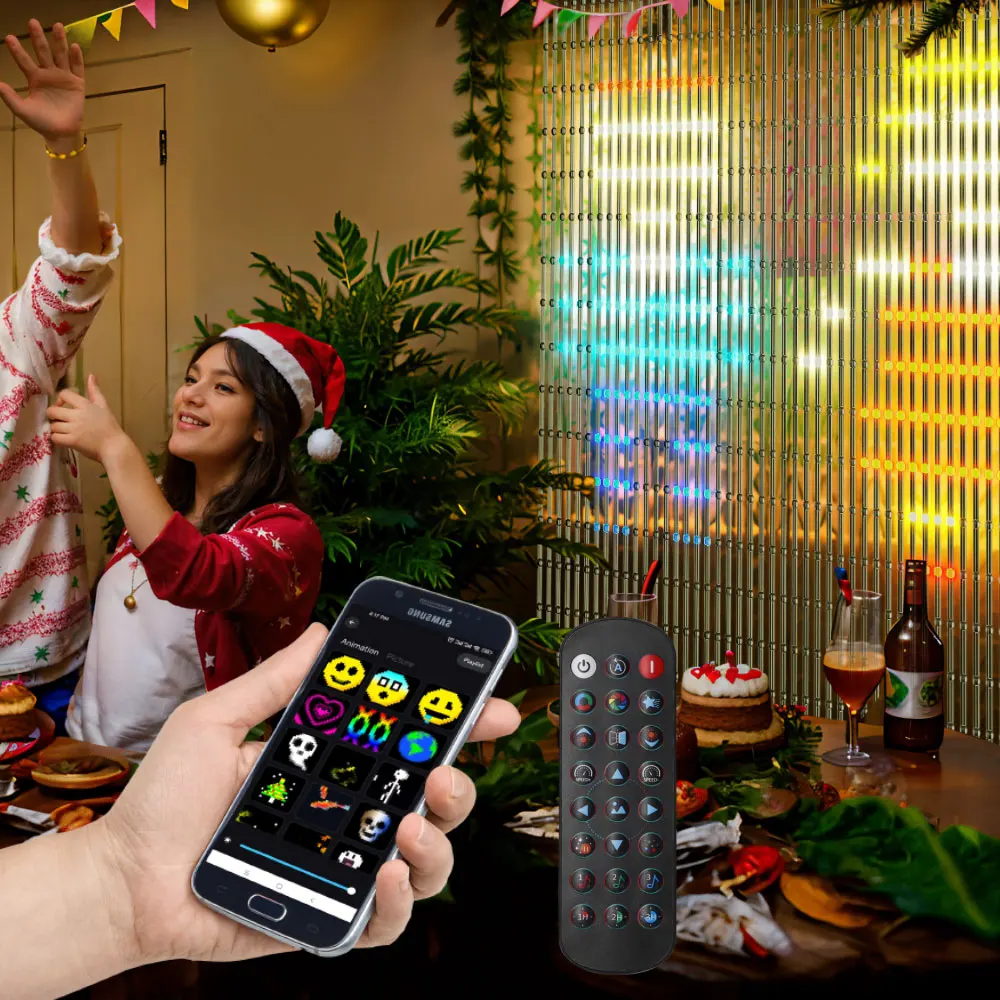WS2812B-400Leds-Smart-Curtain-LED-String-Bluetooth-APP-Control ...