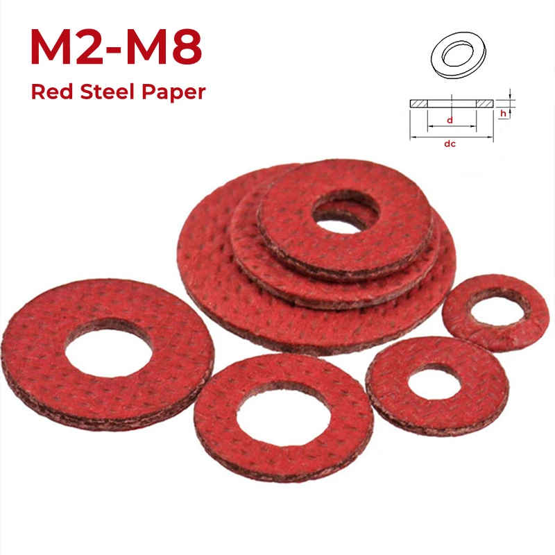 M2-M3-M3-5-M4-M5-M6-M8-Red-Steel-Paper-Fiber-Insulating-Flat-Washer ...