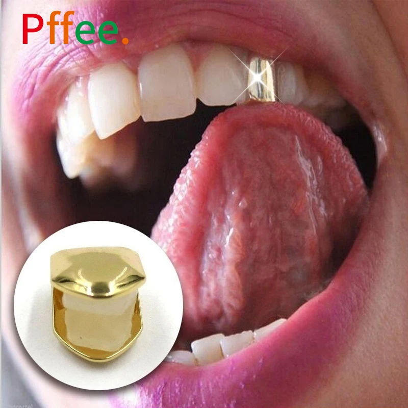 Pffee-Custom-Fit-Gold-Plated-HipHop-Single-Tooth-Grillz-Cap-Rapper ...