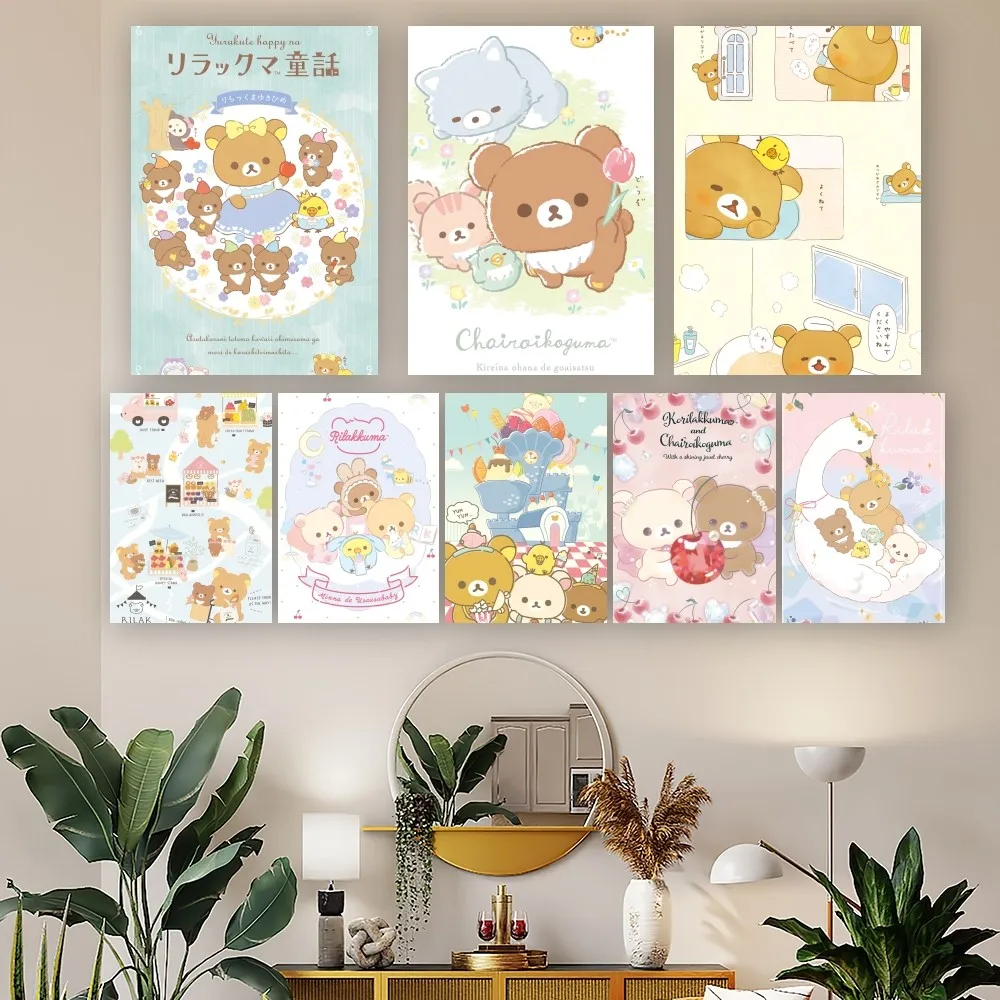 Rilakkuma Cartoon Poster Prints Wall Decals Sticker Pictures Living ...