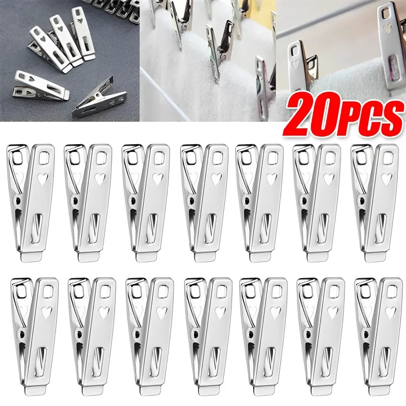 1-20PCS-Stainless-Steel-Clothes-Clips-Multipurpose-Laundry-Clothes ...