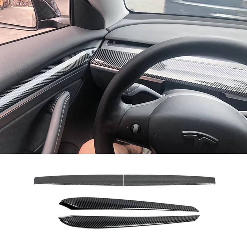 Car Center Console Trim For Tesla Model 3 Model Y Dashboard Carbon ...
