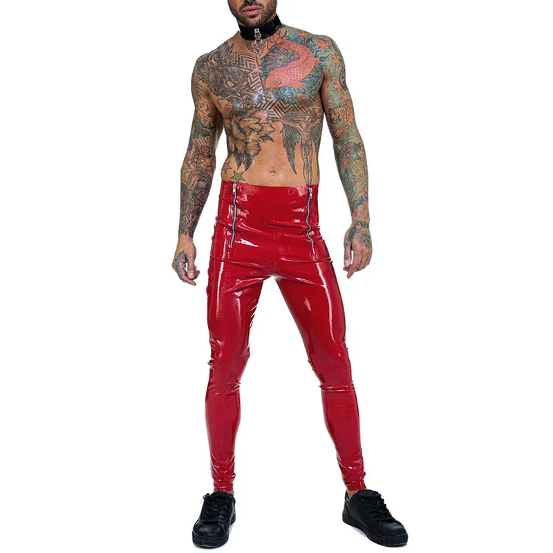 Sexy-Men-Punk-Style-Patent-Leather-Pants-Zipper-Patchwork-Party-PVC ...
