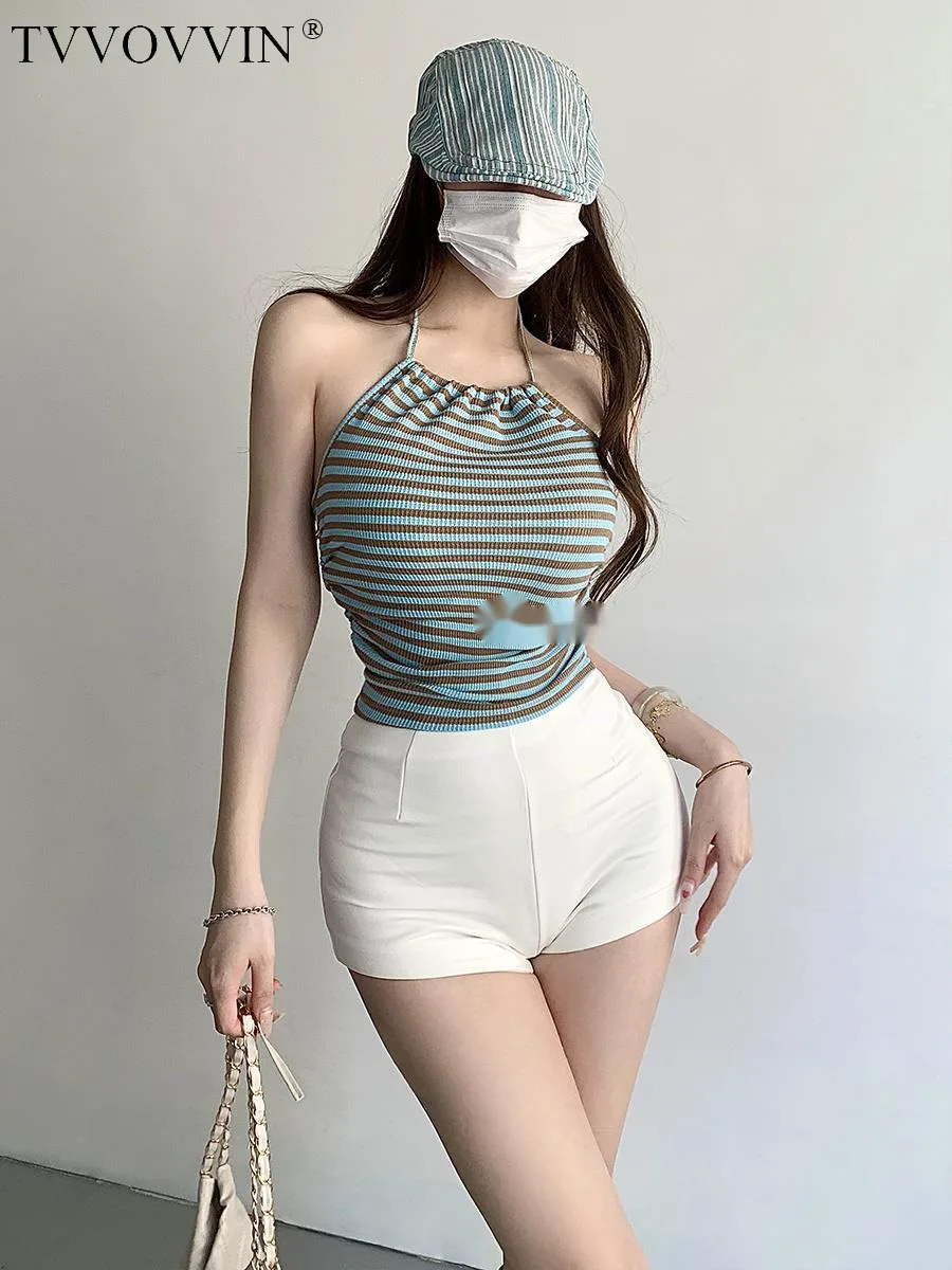WOMENGAGA-2023-summer-new-Sexy-Girl-Pleated-Neck-Small-Camisole-sling-Female-Summer-Stripe-Slim ...