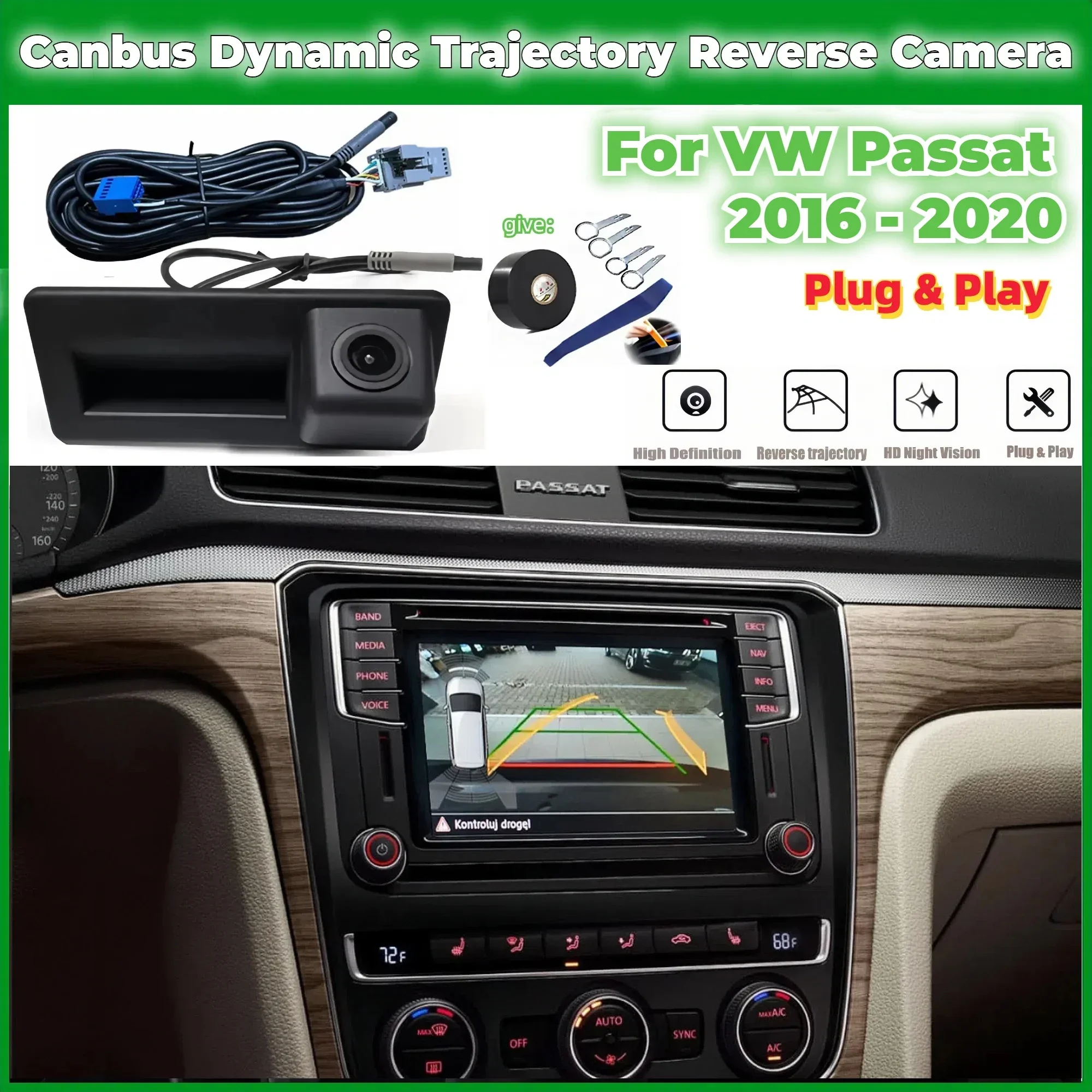 Canbus-Dynamic-Trajectory-Rear-Backup-Camera-for-VW-Passat-2016-2020 ...
