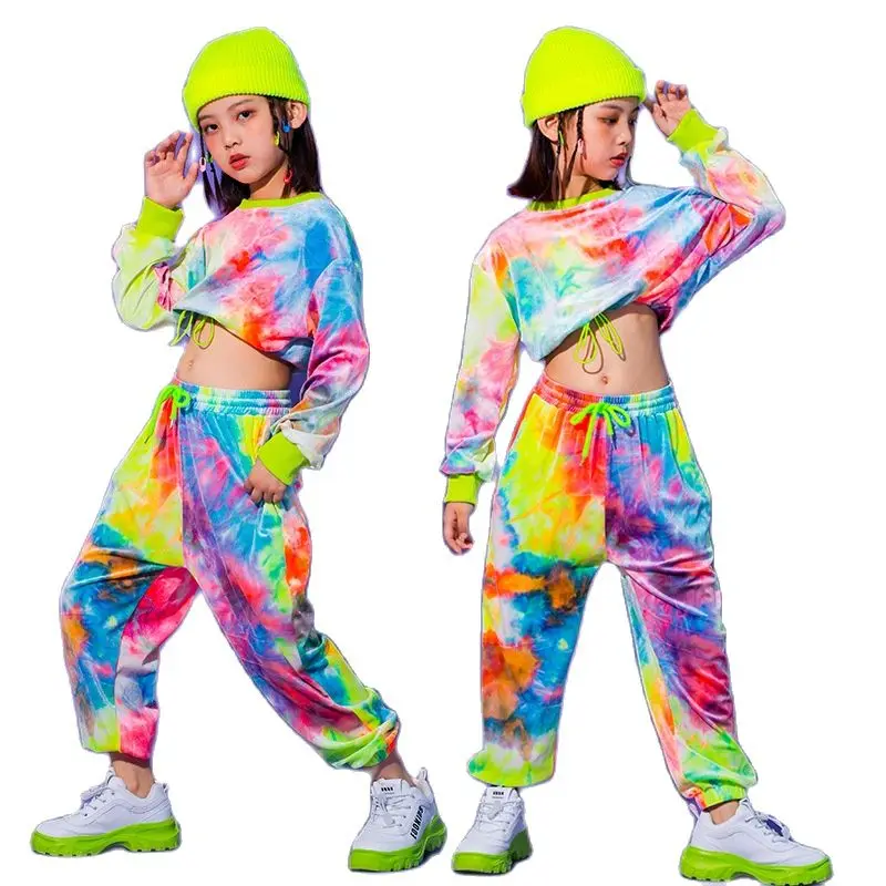 Conjunto de ropa de Hip Hop para niñas adolescentes, sudadera Tie Dye ...