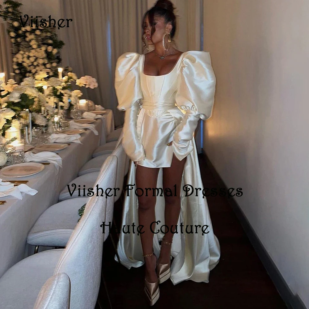 Champagne-Satin-Evening-Dresses-Long-Seeve-Square-Neck-Arabian-Dubai ...