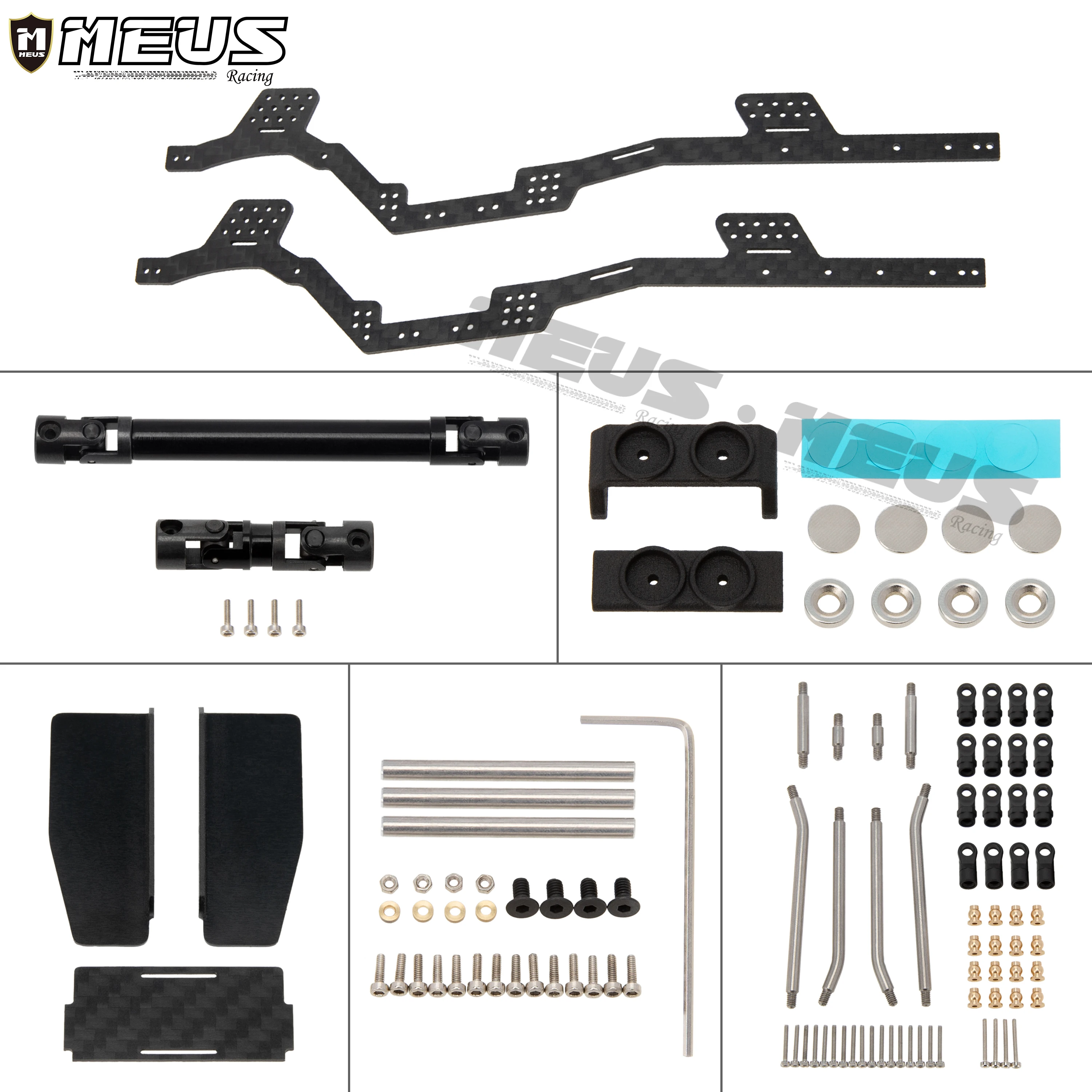 Meus Racing SCX24 LCG Carbon Fiber Chassis Frame Transmission Front ...