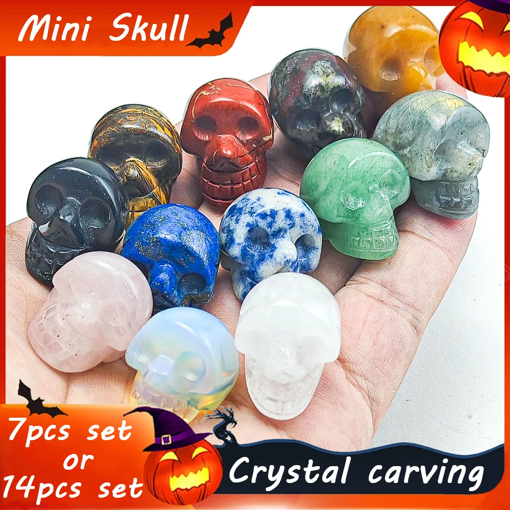 7pcs Crystals Skulls Carving Mineral Gems Ghost Head Polished Carved ...