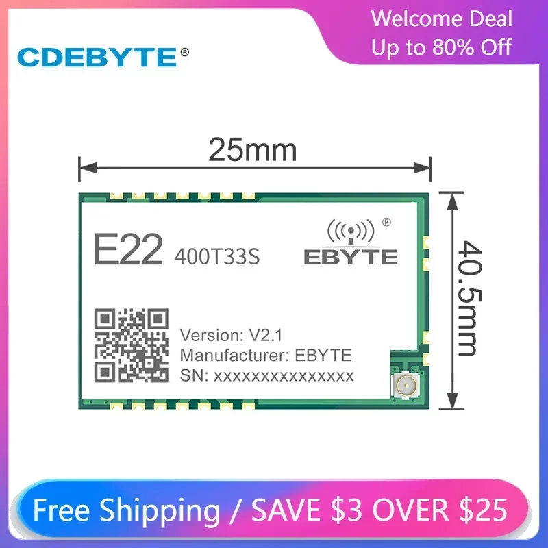CDEBYTE-433MHz-Lora-RF-SMD-Wireless-Module-E22-400T33S-33dBm-Long ...