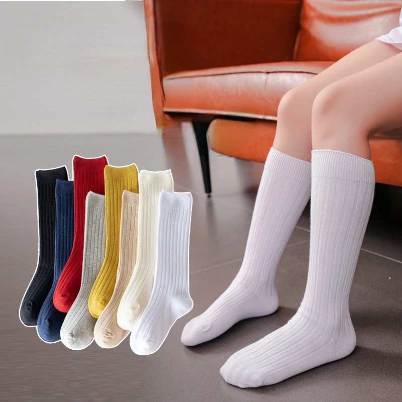 Baby-Knee-High-Socks-Kids-Girls-Boys-Soft-Cotton-Long-Knee-High-Sock ...