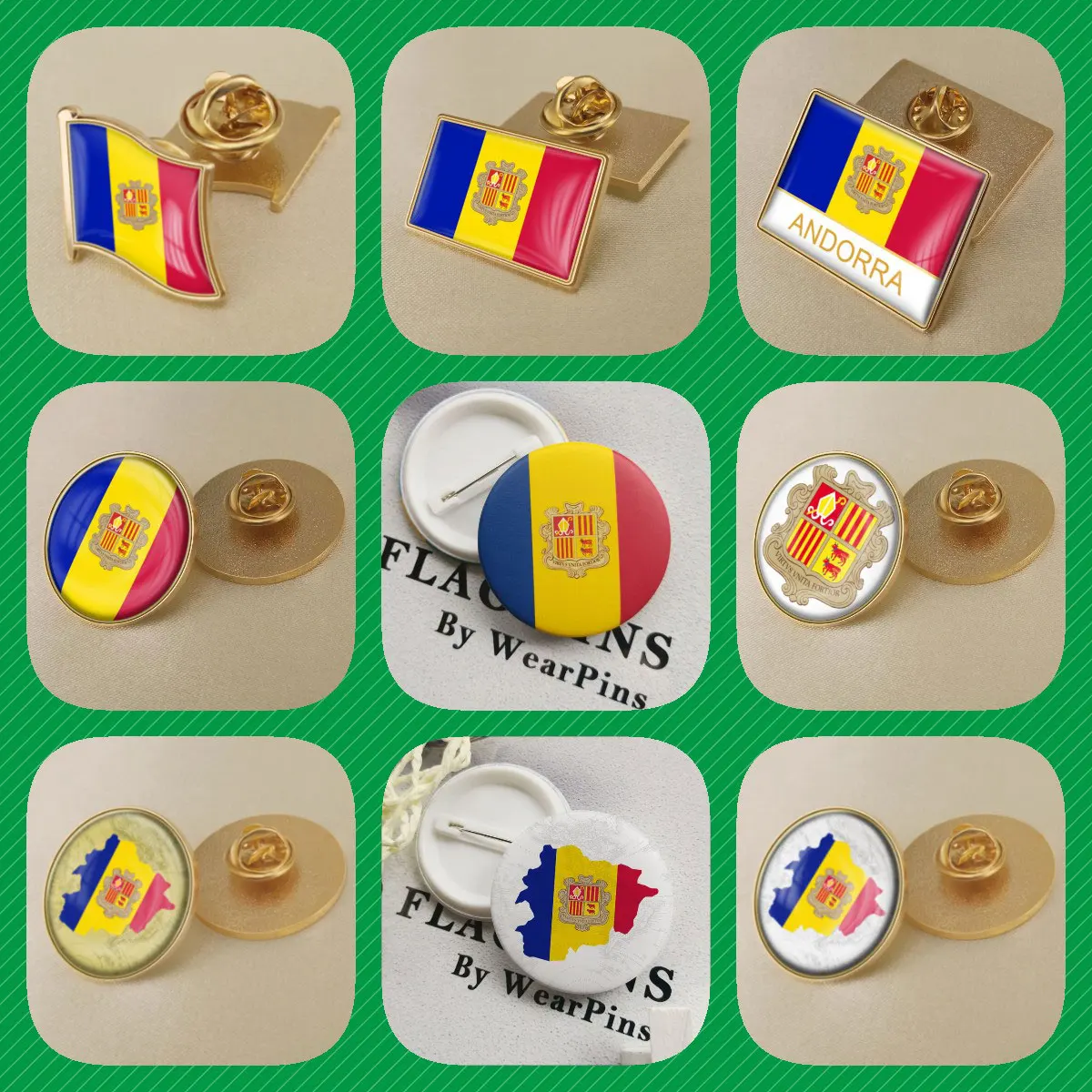 Andorra-Andorrans-Map-Flag-National-Emblem-National-Flower-Brooch ...