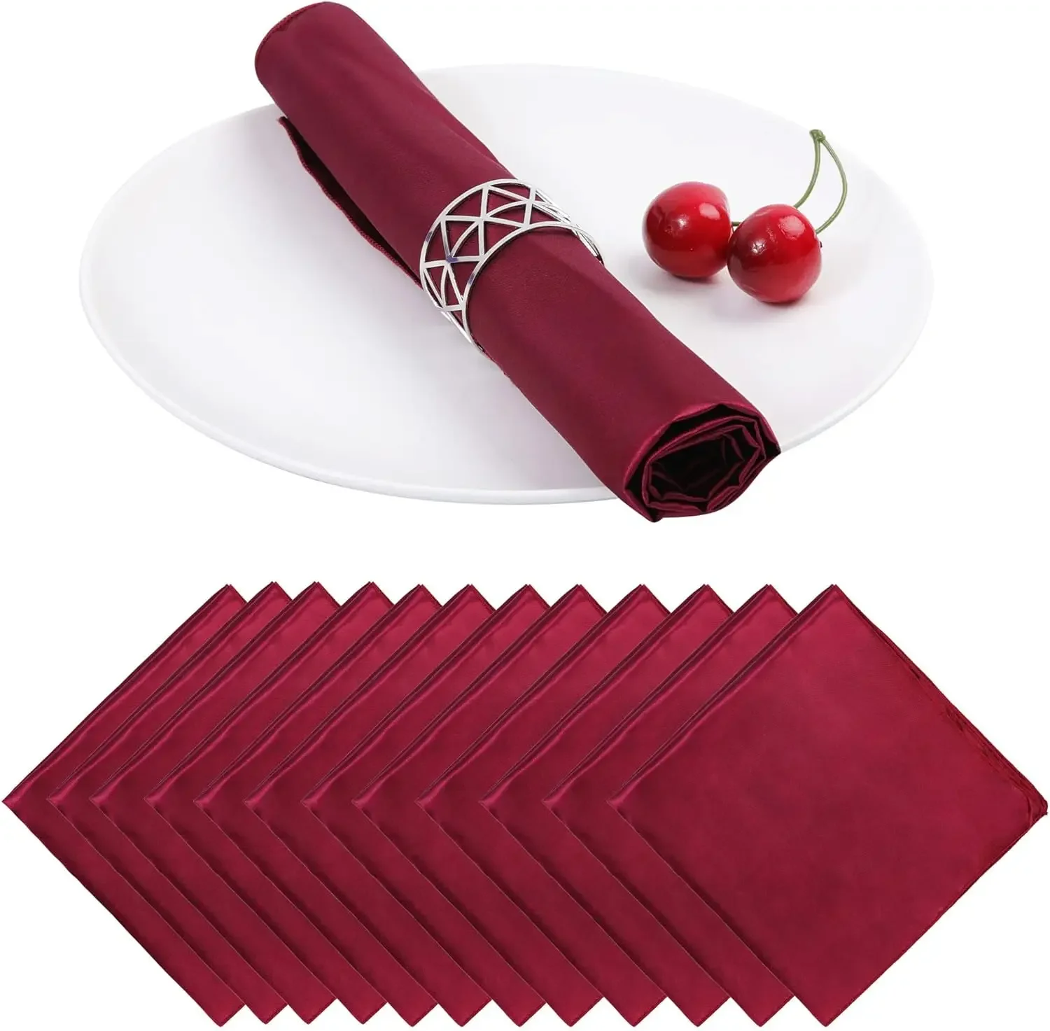 16pcs 30*30cm Satin Table Napkins Soft Smooth Fabric Party Hotel ...