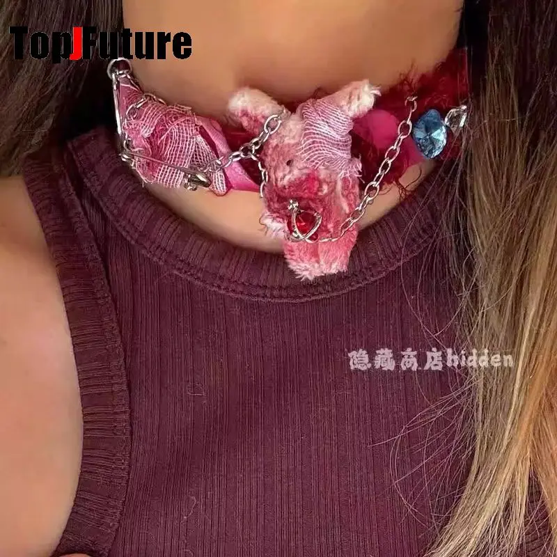 Subculture Women Men Harajuku Gothic Lolita Cosplay Punk necklace choke ...