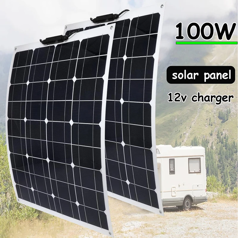 Flexible-Solar-Panel-100W-Dual-USB-Output-Solar-Cells-Waterproof-10A ...