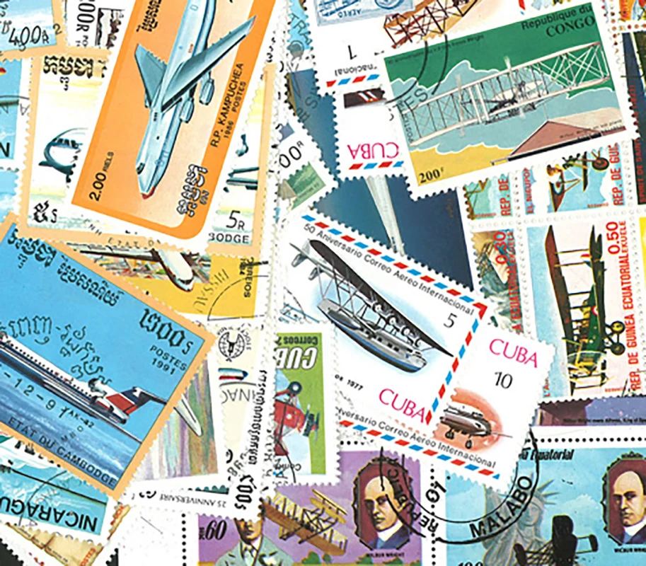 50pcs-100pcs-Plane-Airplane-Airship-Aircraft-Topic-Stamps-World ...