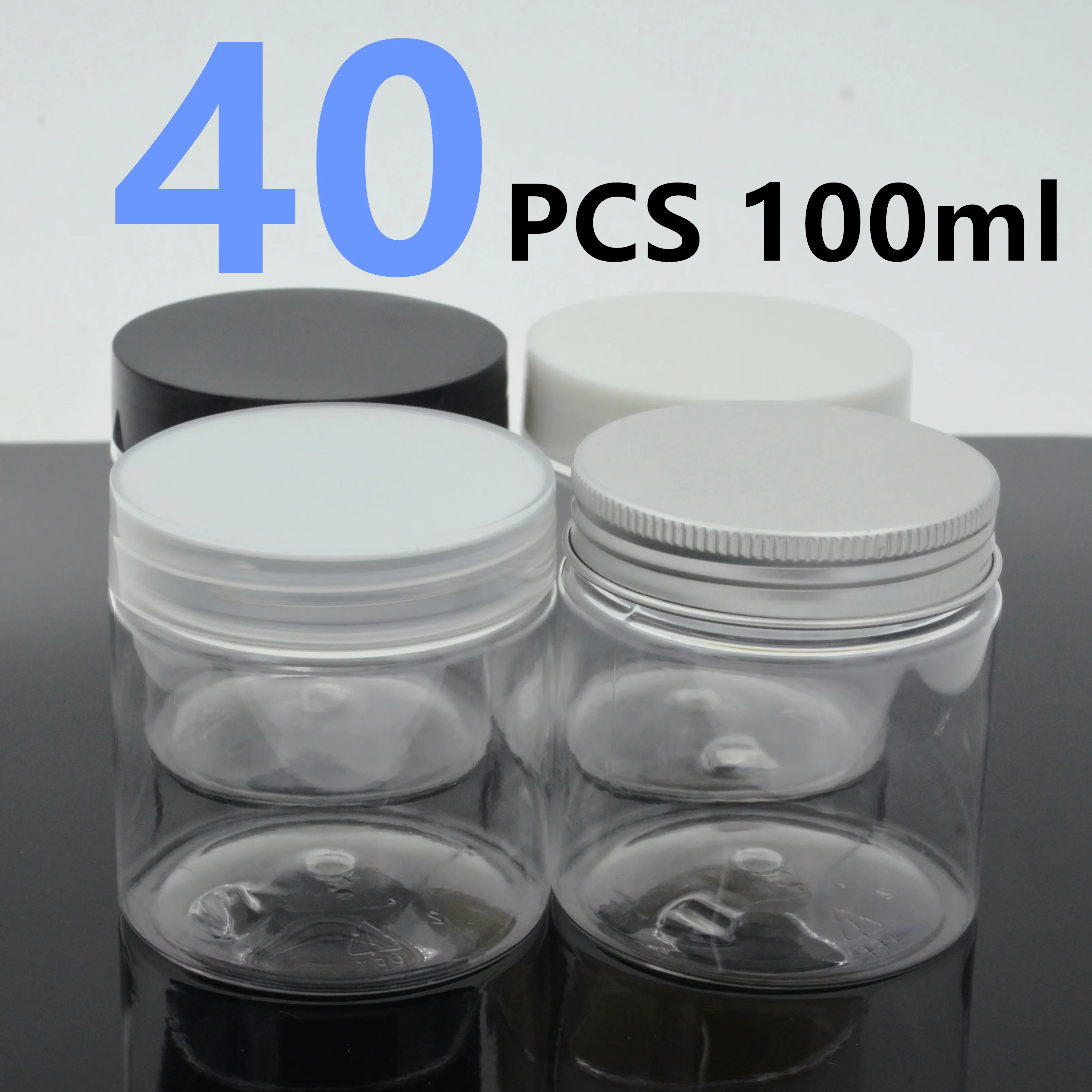 40PCS-100ml-Clear-Plastic-Cosmetic-Cream-Lotion-Jar-With-Gasket-Filling ...