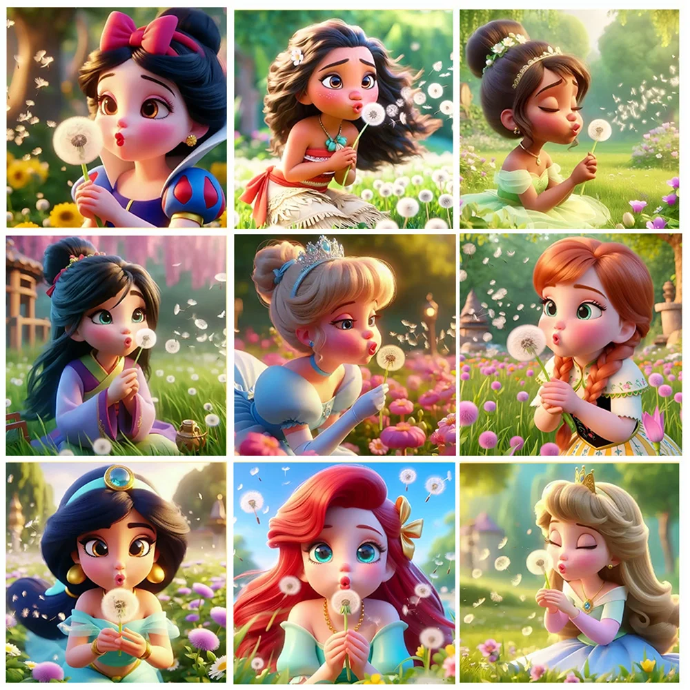 Disney-Princess-Bubbles-5D-Diamond-Mosaic-A-Pequena-Sereia-Anna-Pintura-Ponto-Cruz-Jasmim-Mulan ...