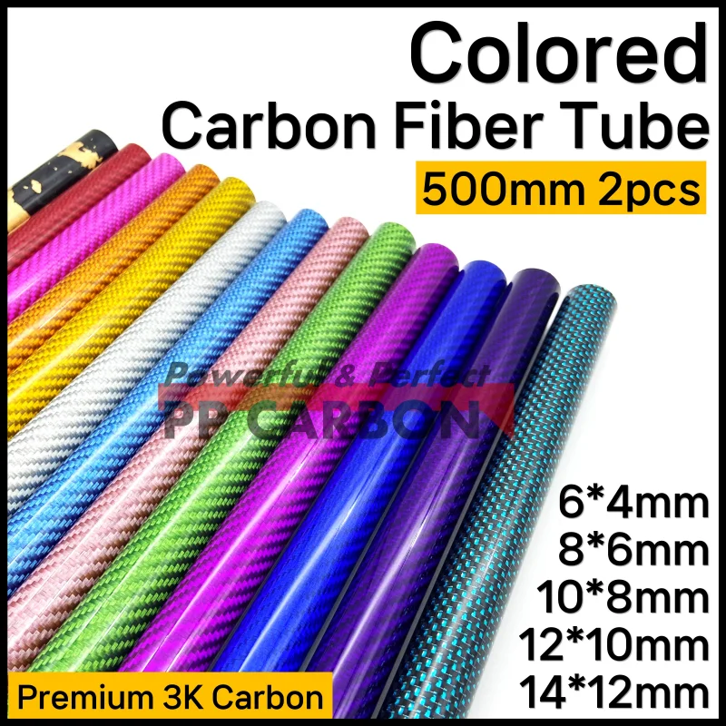 lot-2pcs-500mm-Carbon-Fiber-Colored-Tube-for-RC-Airplane-Parts-Glossy ...