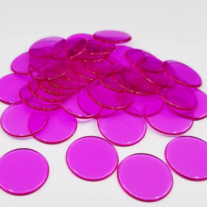 100pcs Plastic Tokens 19mm Chips Transparent Round Chips Game Currency ...