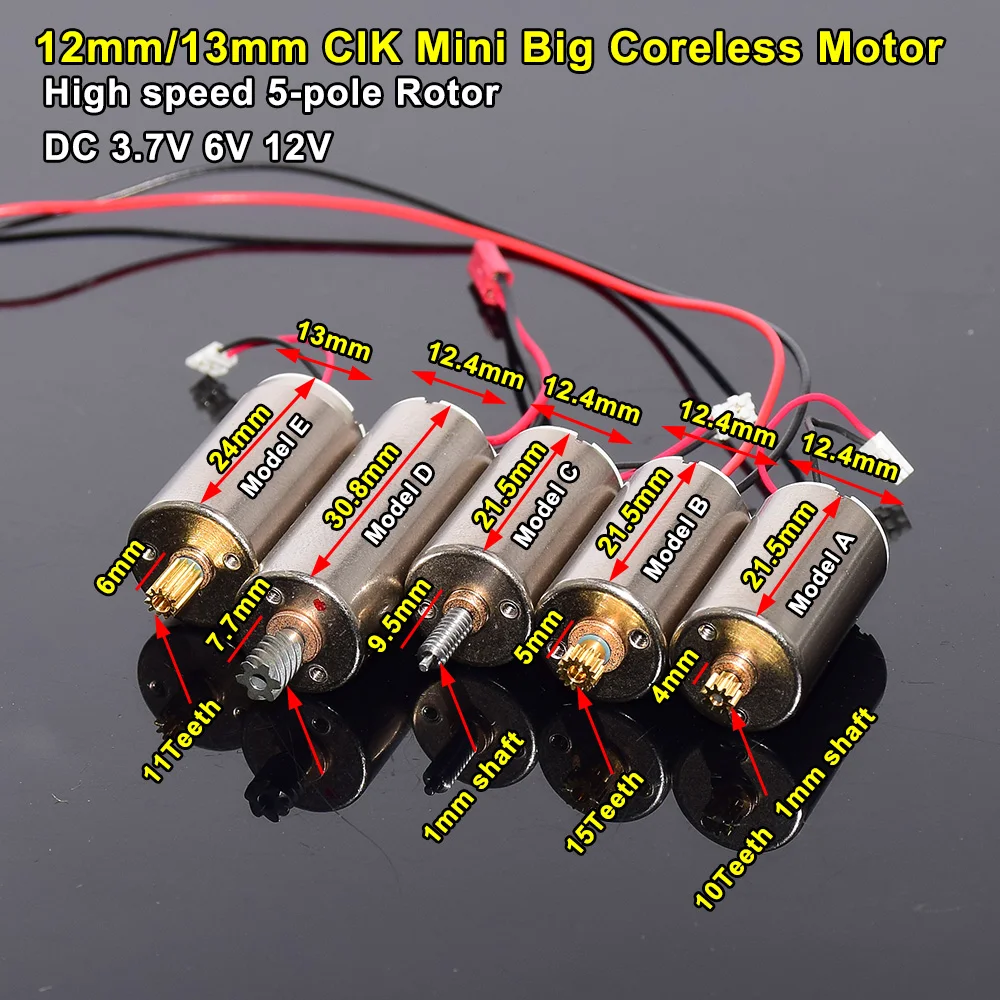 Motor sin núcleo grande CIK japonés 12,5mm/ 13mm DC 3V 3,7 V 6V 7,4 V ...