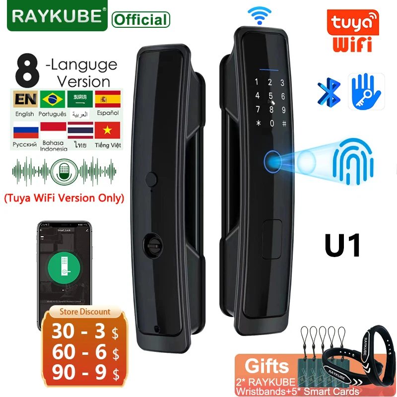 2023-NEW-RAYKUBE-U1-Tuya-Wifi-Smart-Door-Lock-TT-Lock-Fingerprint-Lock ...