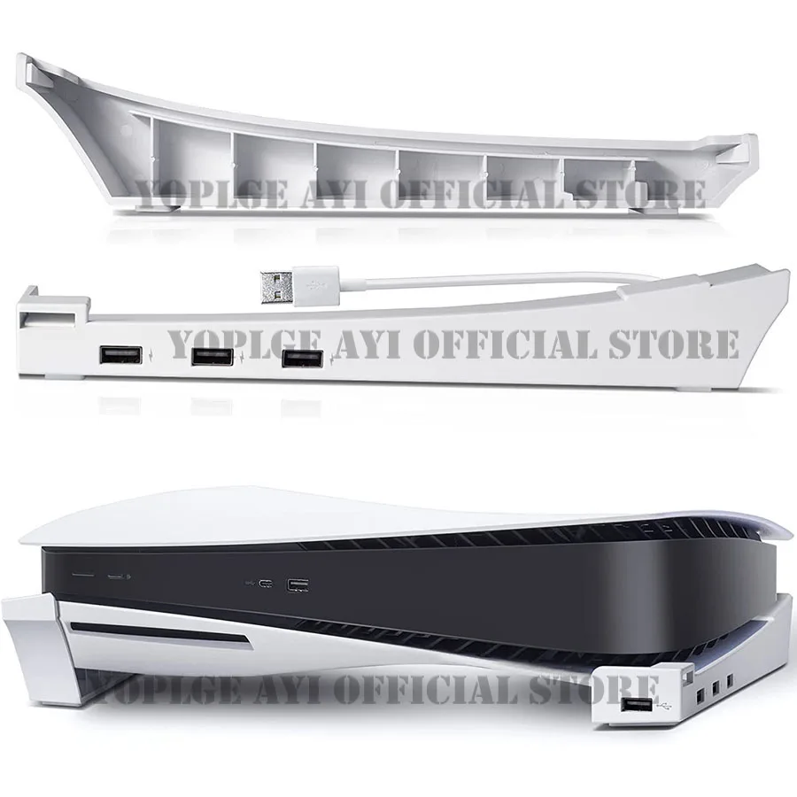 BLANC-Support horizontal PS5 mis à niveau, hub USB, support de ...