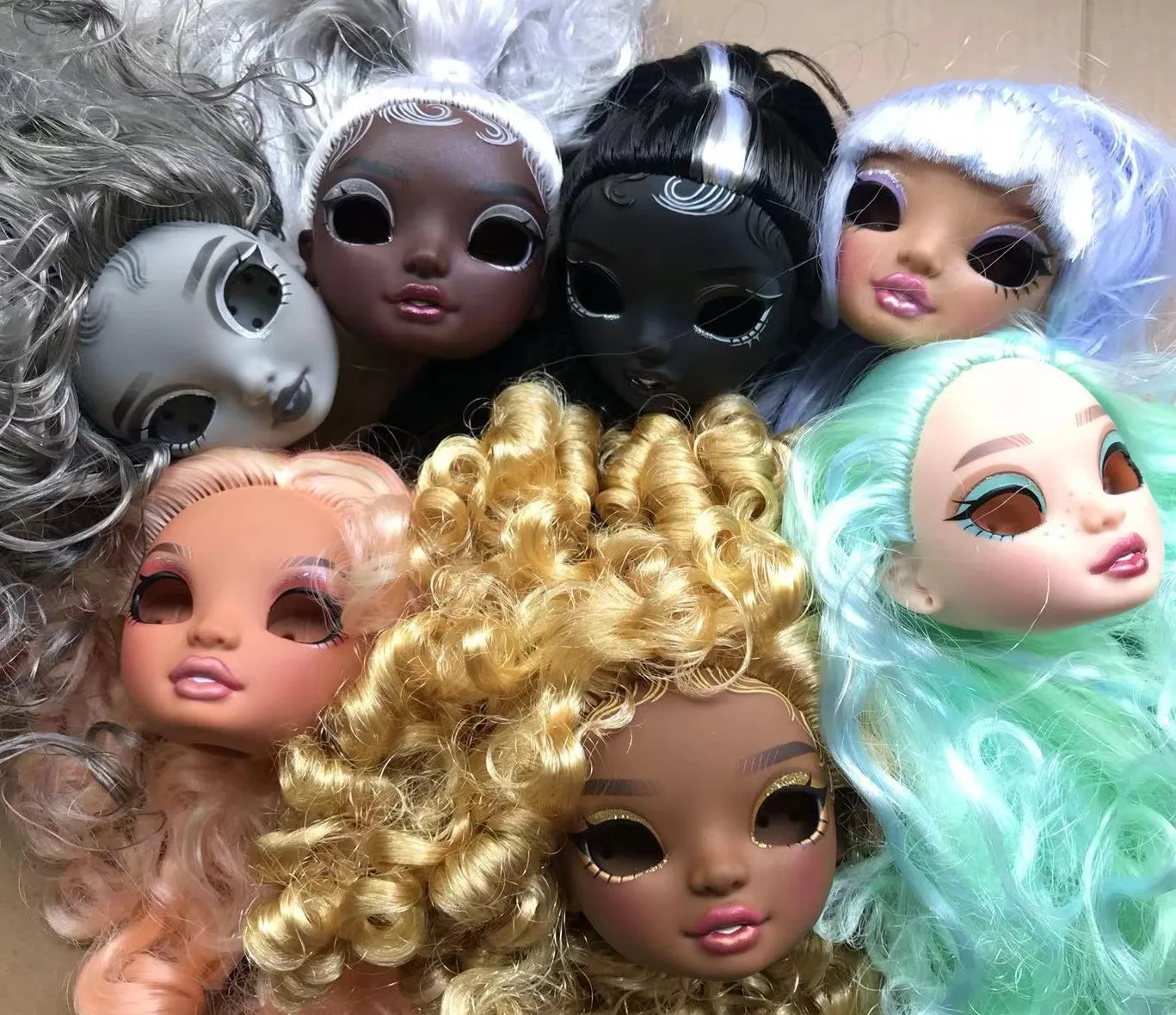 Original-Doll-Pink-Hair-Rainbow-Doll-Colorful-Hair-Head-Toy-DIY-Figures ...