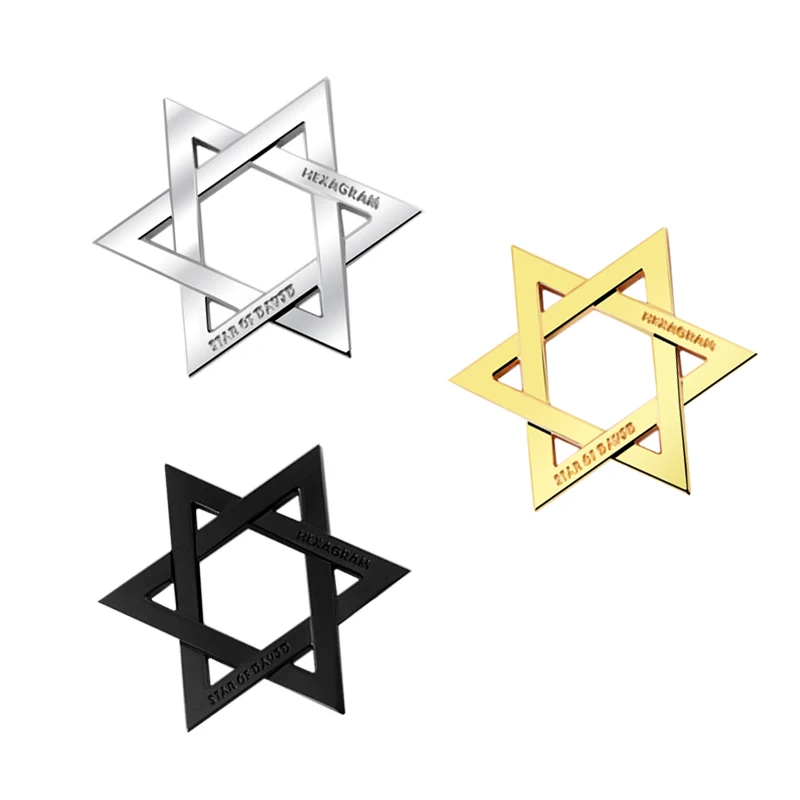 Car Emblem Metal Hexagram Star of David Badge Logo Body Decals Sticker ...