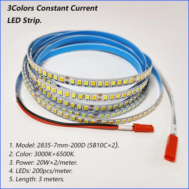 3-meters-2835-200D-7mm-5B10C-2-dual-colors-Constant-Current-LED-Strip ...