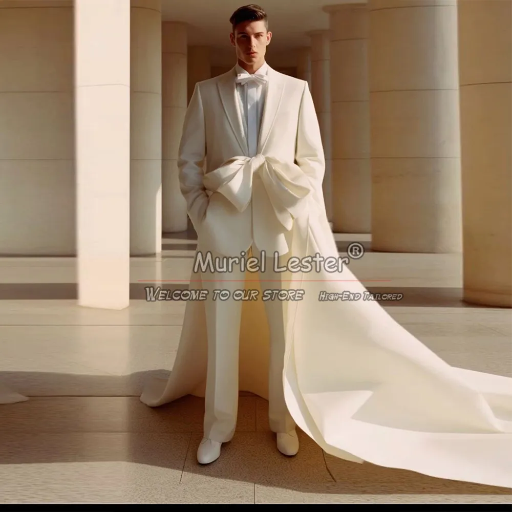Ivory-Wedding-Suits-For-Men-Custom-Made-Single-Breasted-Jacket-With ...