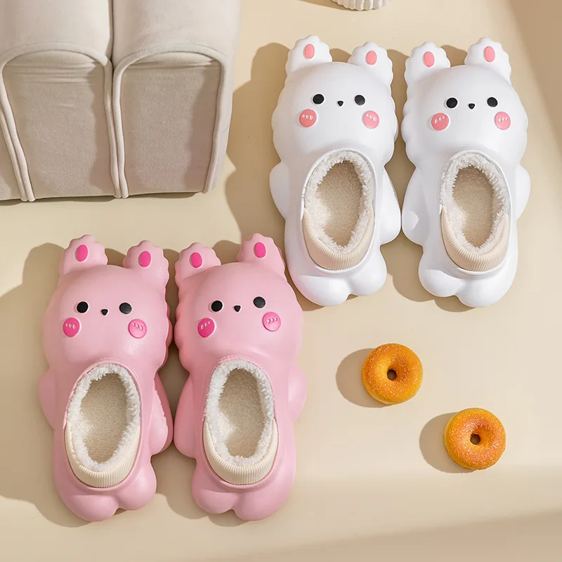 New Home Winter Cotton Slippers Female Cute Package Heeled Down Warm ...