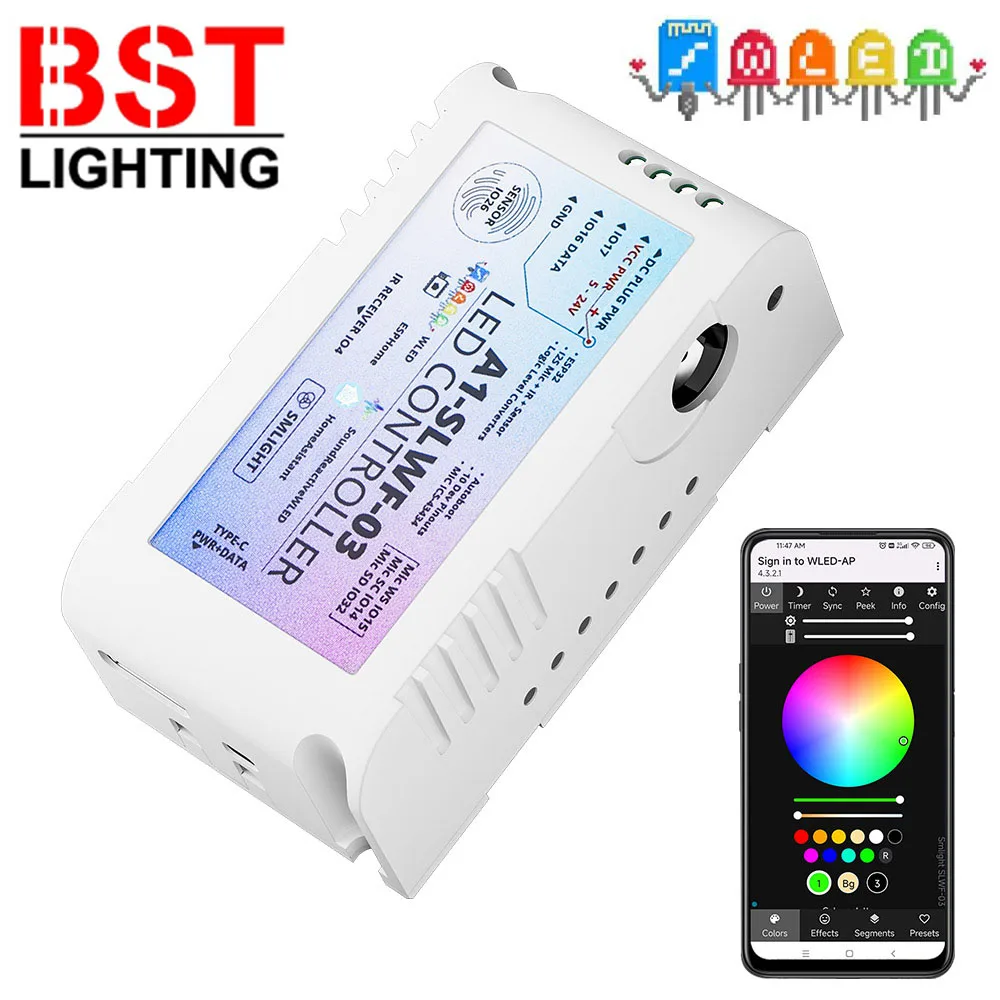 SMLIGHT-A1-SLWF-03-WLED-ESP32-WS2812-piksel-LED-kontrol-mikrofon-ev ...