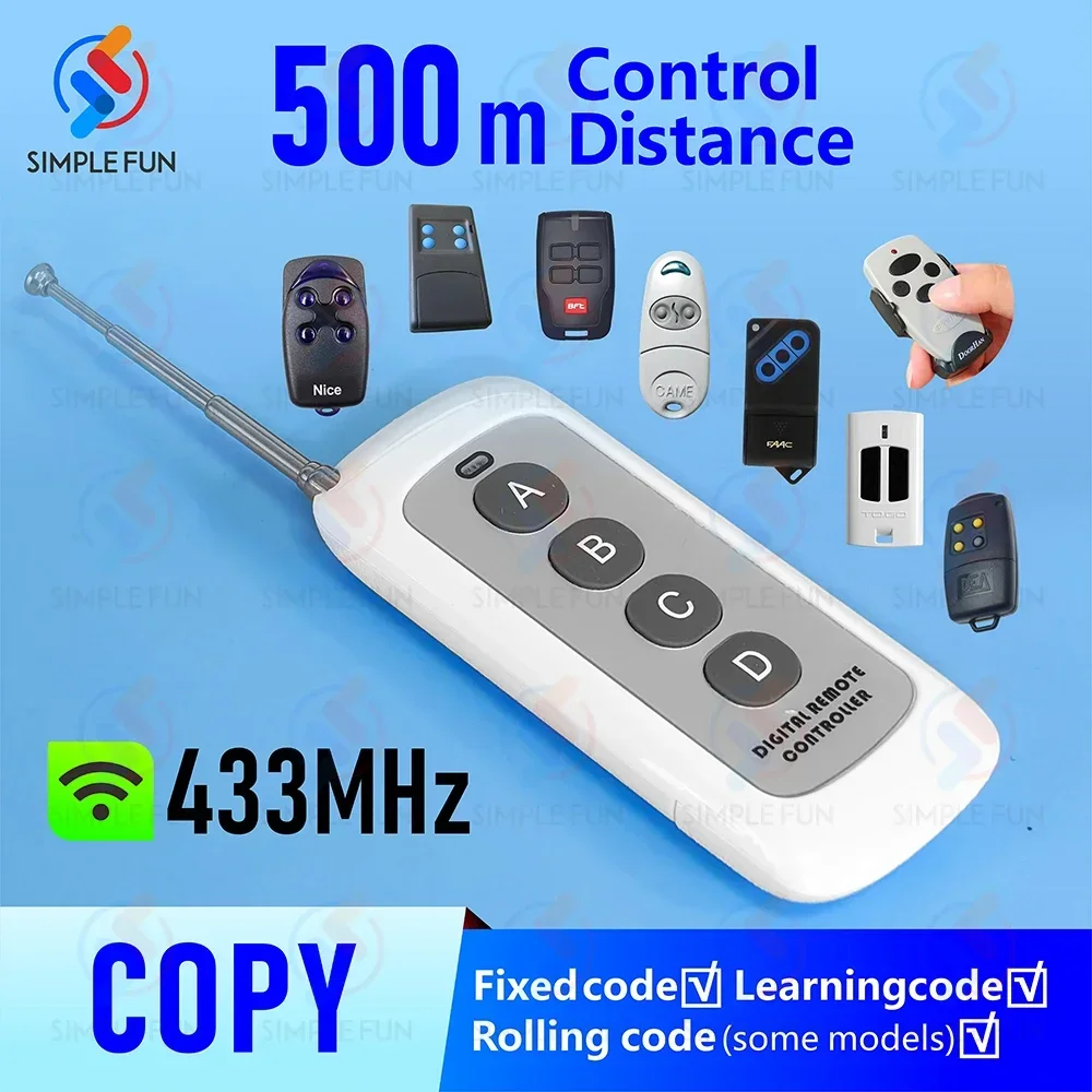 Copy-Remote-Control-433MHz-500m-Control-Distance-Duplicator-for-Garage-Door-Clone-Function ...