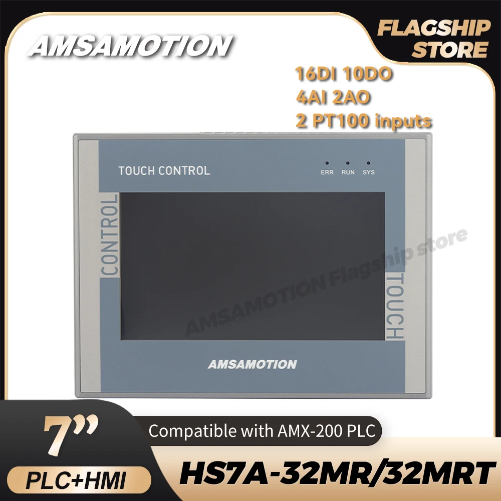 NEW AMSAMOTION 7'' Inch HMI PLC All in One AMX-S7-200 MR0701NE Ethernet Monitor 16DI 16DO 4AI ...