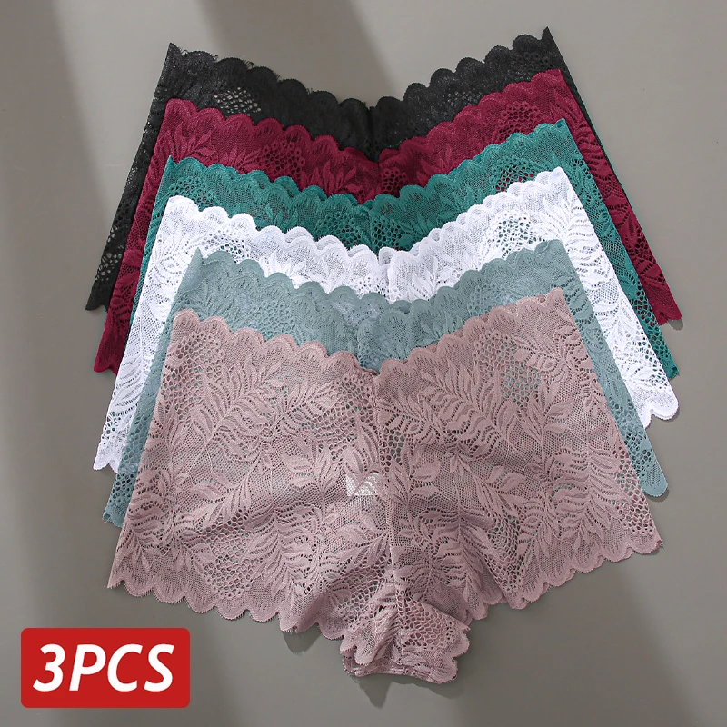 3PCS-Sexy-Floral-Lace-Panties-Women-Briefs-Low-Waist-Soft-Lingerie ...