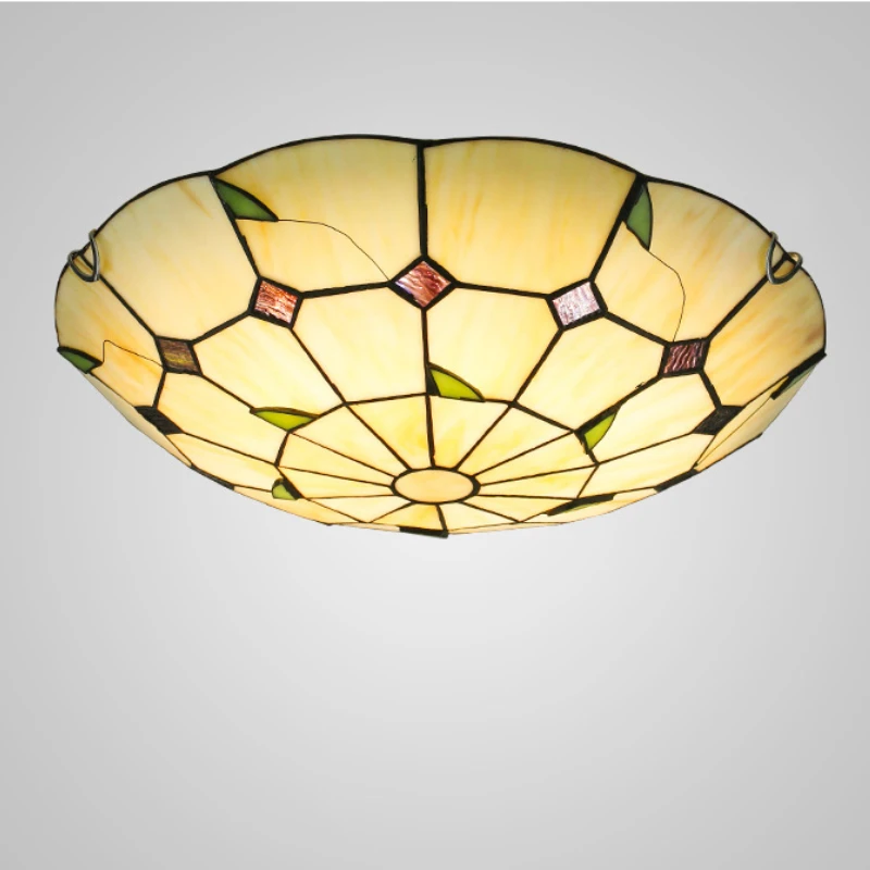 Mediterranean Ceiling Lamp Bedroom Stained GlassCeiling Light Living ...