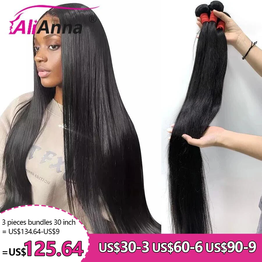 36 38 40 Polegada pacotes de cabelo humano em linha reta pacotes remy ...