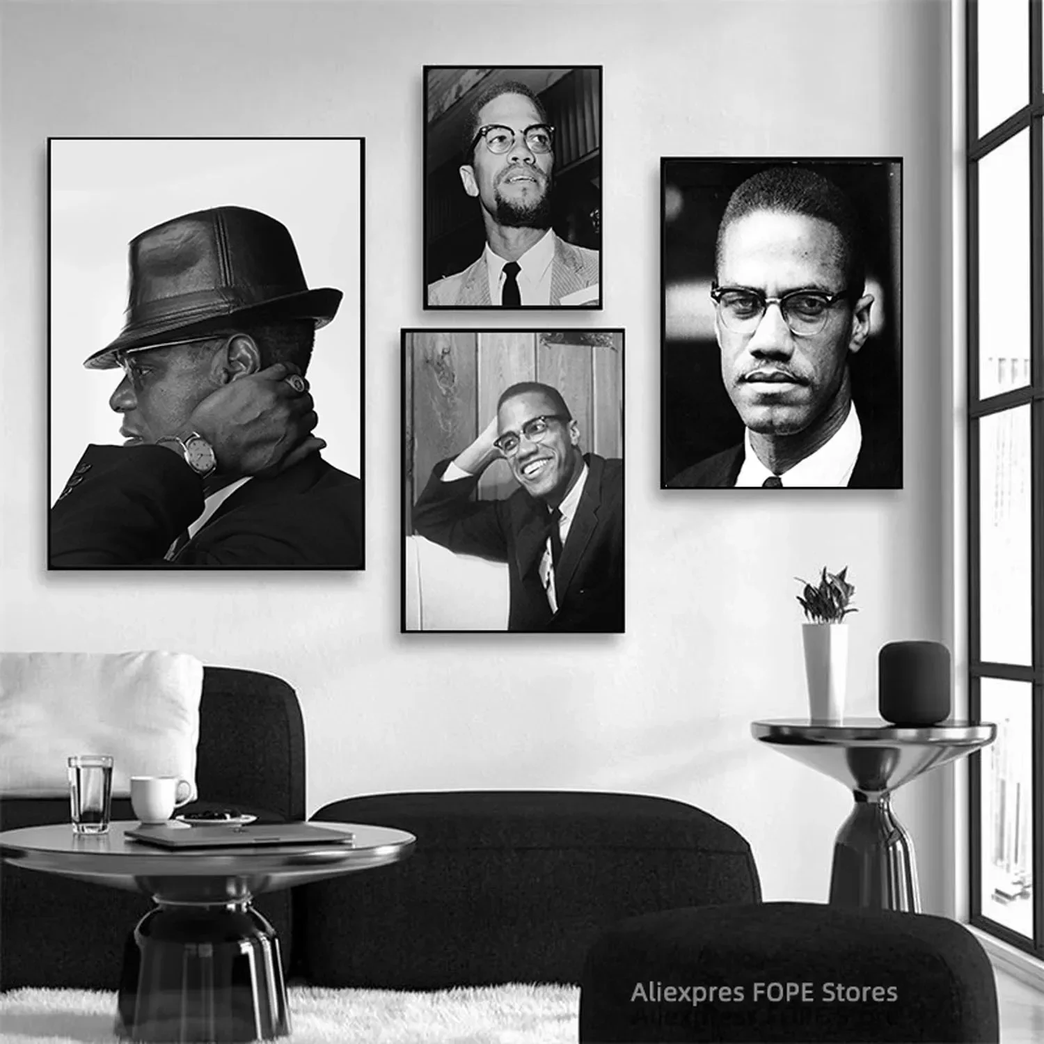 Malcom X Portrait Celebrity Wall art Canvas Posters and Prints Canvases ...